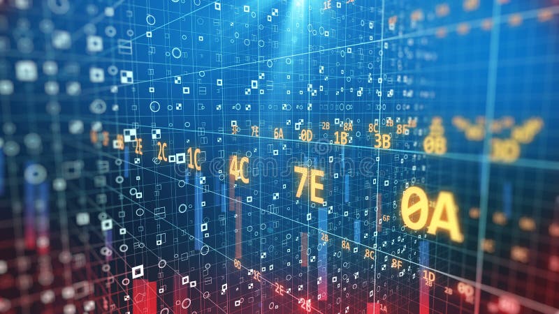 Machine Symbols 3d World, Numbers and Codes Inside Modern Digital ...