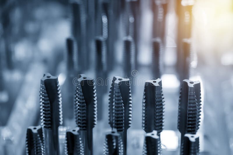 The Machine Tapping Tool for CNC Machine . Stock Photo - Image of blue ...