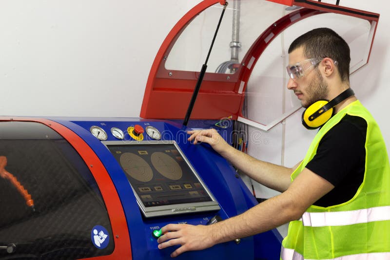 Machine Operator Works for the Machine Stock Image - Image of ...