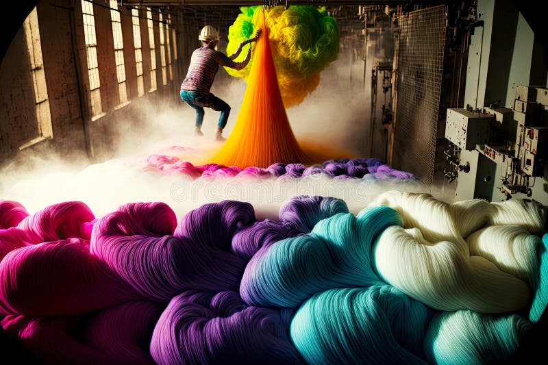 Machine Technologies Dyeing Fabrics for Clothes Textile Industry Stock ...
