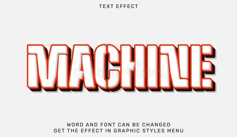 Machine Text Effect Template in 3d Design Stock Vector - Illustration ...