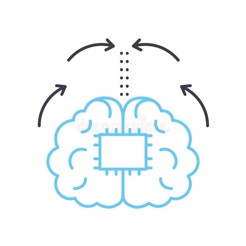 Machine Thinking Line Icon, Outline Symbol, Vector Illustration ... Machine Thinking Line Icon, Outline Symbol, Vector Illustration ...