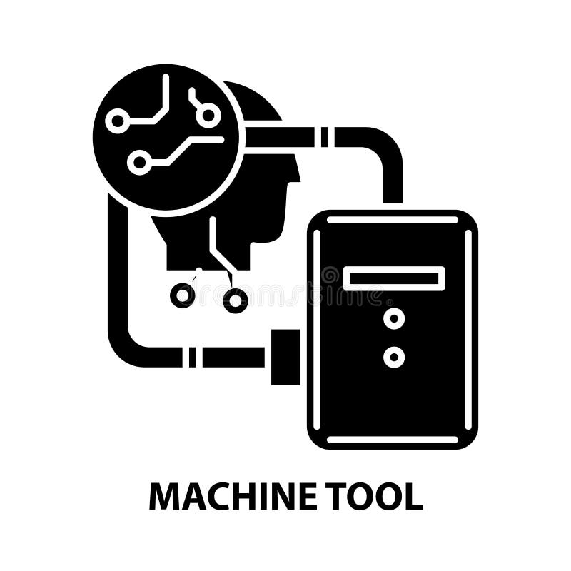 Machine Tool Icon, Black Vector Sign with Editable Strokes, Concept ...