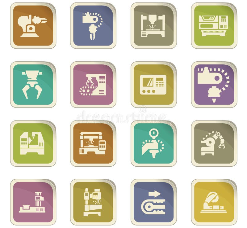 Machine tool icons set stock illustration. Illustration of automation ...