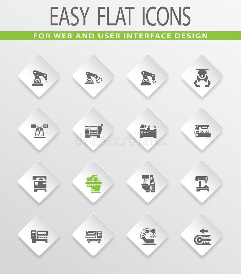 Machine tool icons set stock vector. Illustration of engineering - 89055569