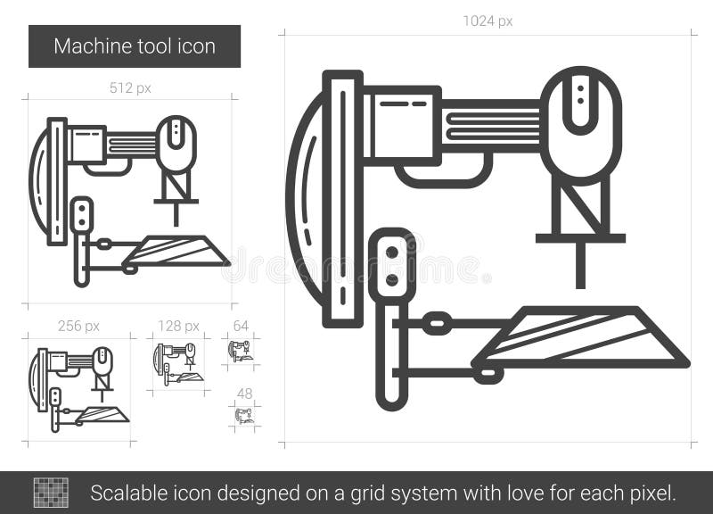 Machine tool line icon. stock vector. Illustration of graphic - 93878476