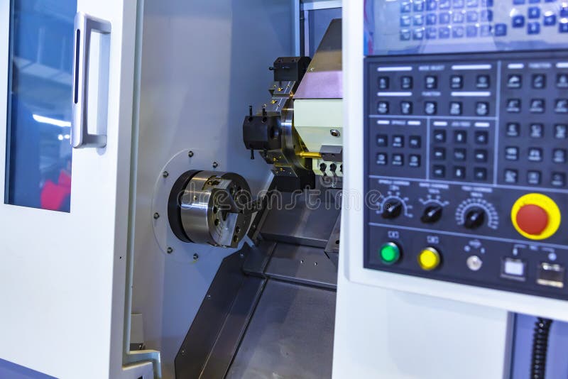 Machine Tool in Metal Factory with Drilling Cnc Machines Stock Photo ...