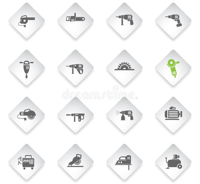 Machine tools icon set stock illustration. Illustration of screwdriver ...