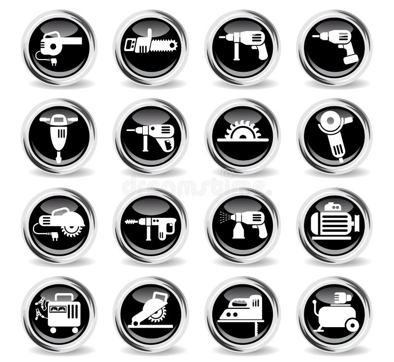 Machine tools icon set stock illustration. Illustration of screwdriver ...