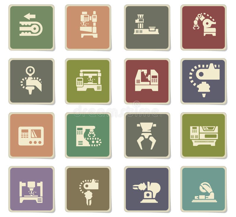 Machine tools icon set stock illustration. Illustration of equipment ...