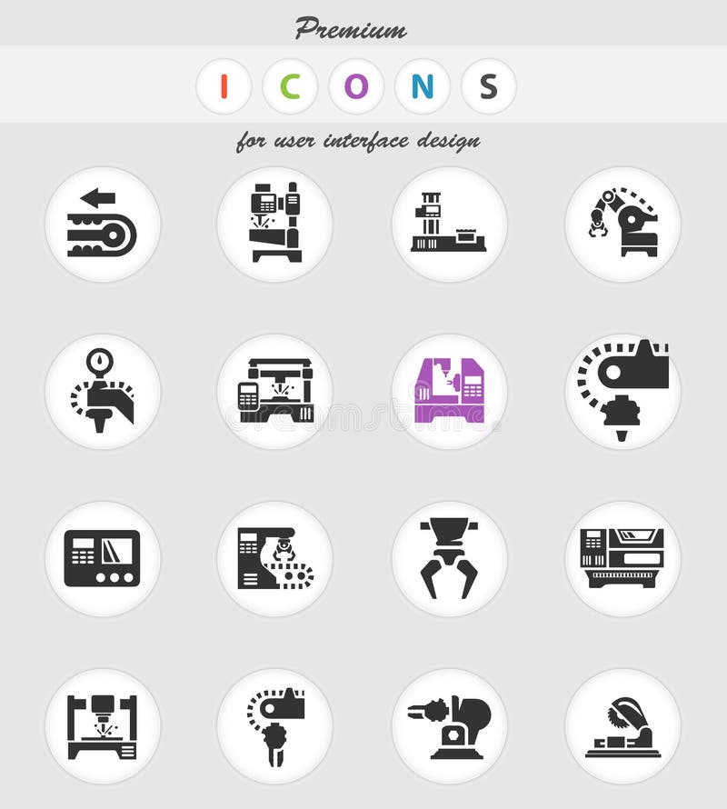 Machine tools icon set stock vector. Illustration of modern - 123057344