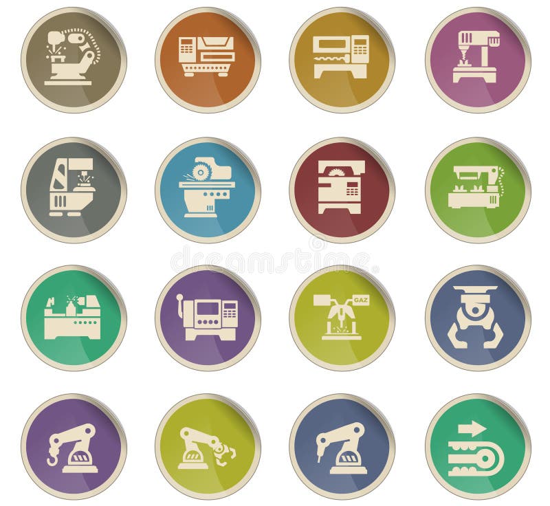 Machine tools icon set stock vector. Illustration of symbol - 123508947