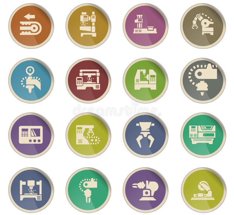 Machine tools icon set stock vector. Illustration of symbol - 123508958