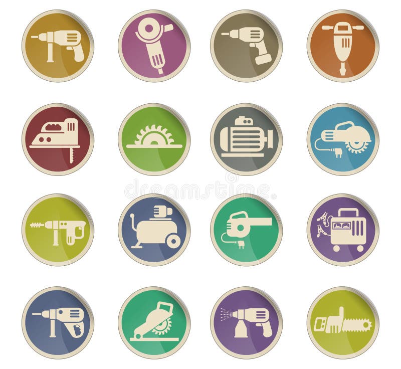 Machine tools icon set stock illustration. Illustration of carton ...