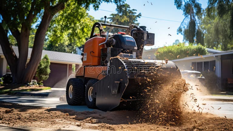 Machine tree service stock illustration. Illustration of mulch - 375036362