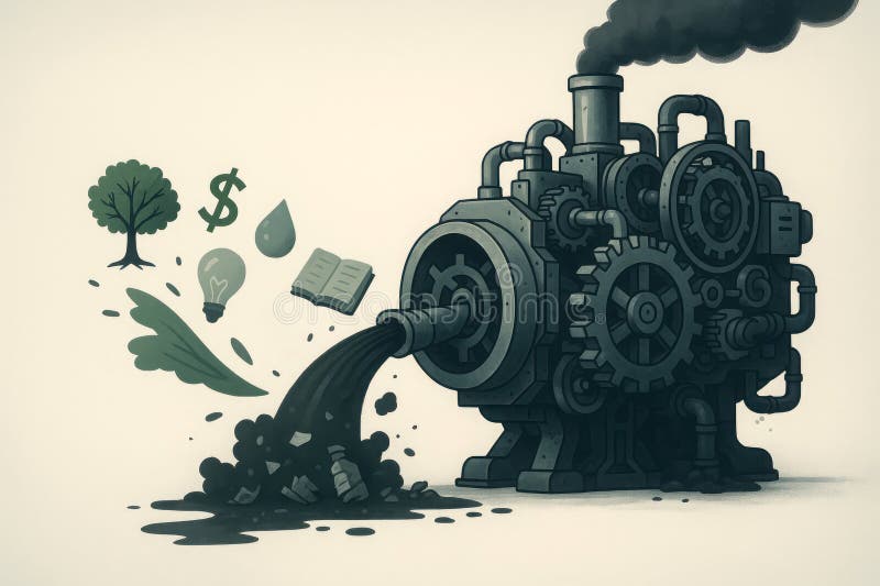 A Machine that Turns Resources into Waste. Stock Photo - Image of ...