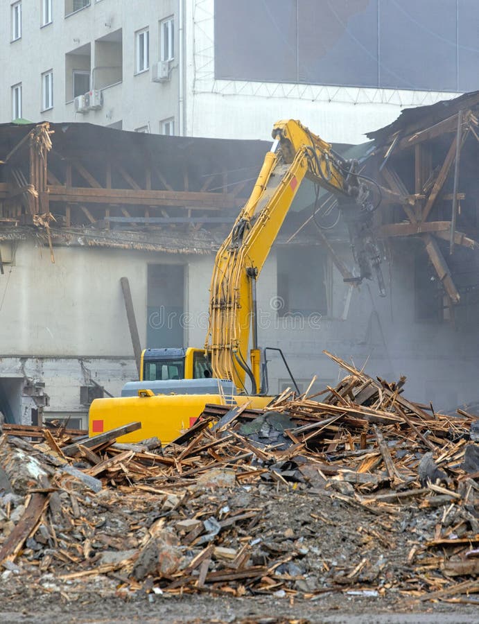 Machine Demolition Work stock image. Image of construction - 257842103
