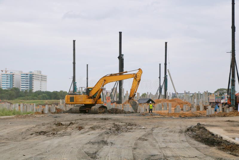 Machine Used for Building Foundation Work in Large Construction Site ...