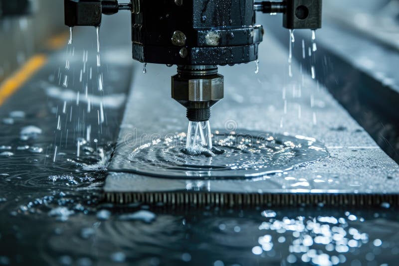 Machine Using Water Pressure To Cut through Stainless Steel Materials ...