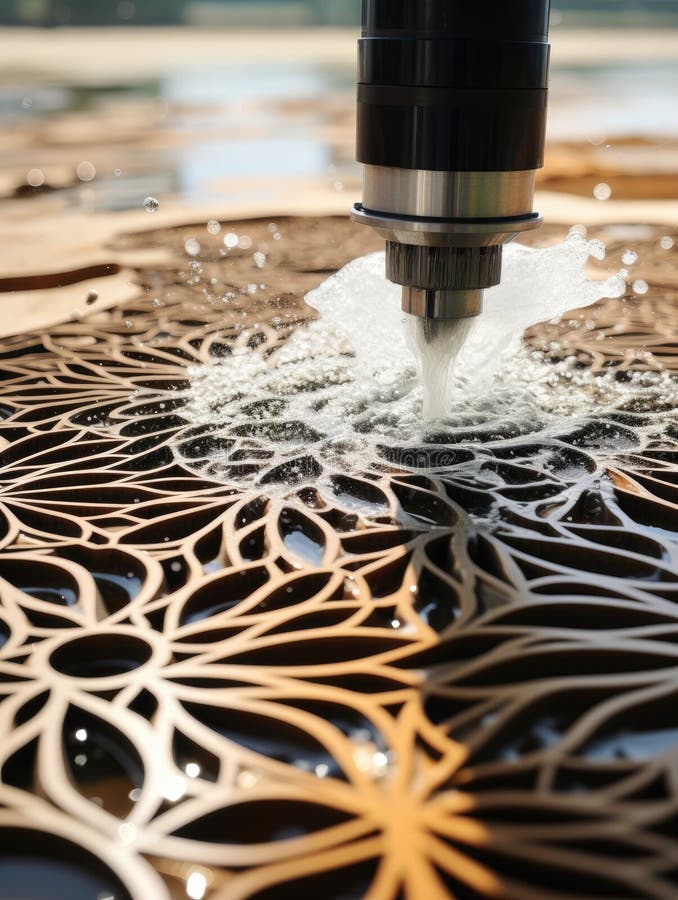 Machine Using Water Pressure To Cut through Stainless Steel Materials ...