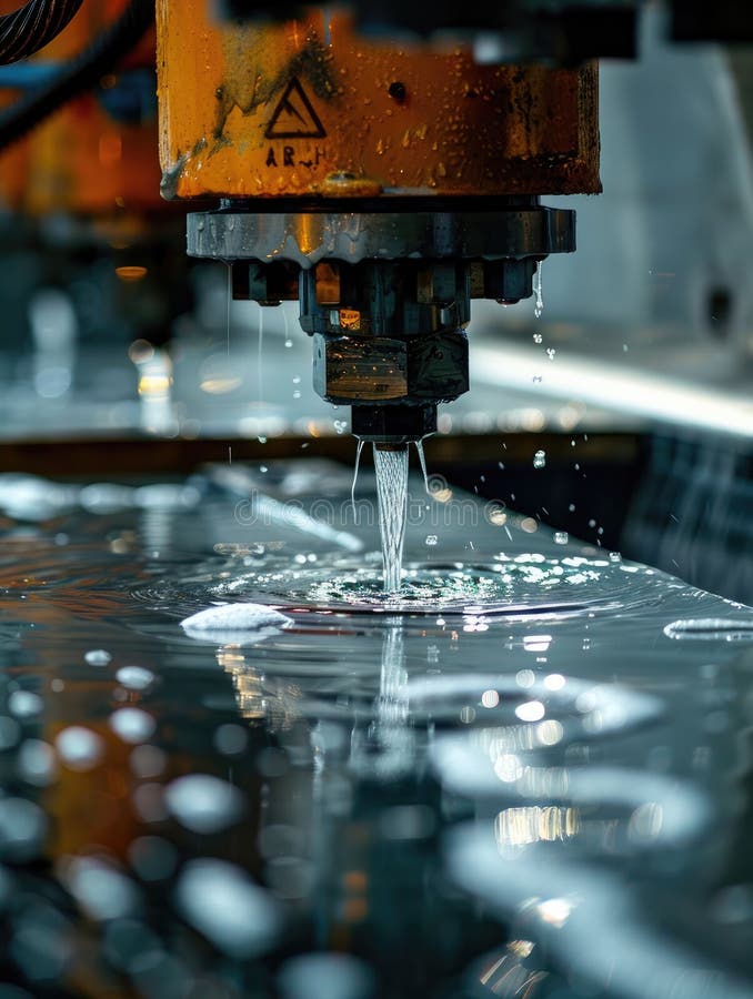 Machine Using Water Pressure To Cut through Stainless Steel Materials ...