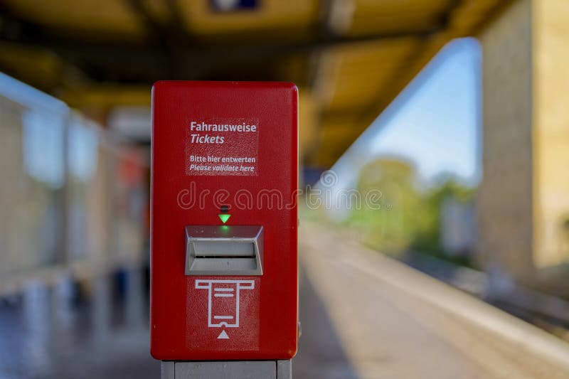 Machine for Validating Deutsche Bahn Tickets. Stock Image - Image of ...