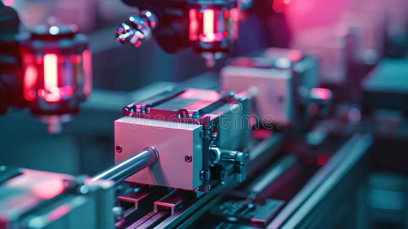 A Machine with Various Red Lights is Seen in an Industrial Setting, an ...