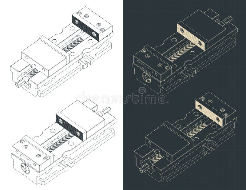 Machine Vice Isometric Blueprints Stock Vector - Illustration of ...