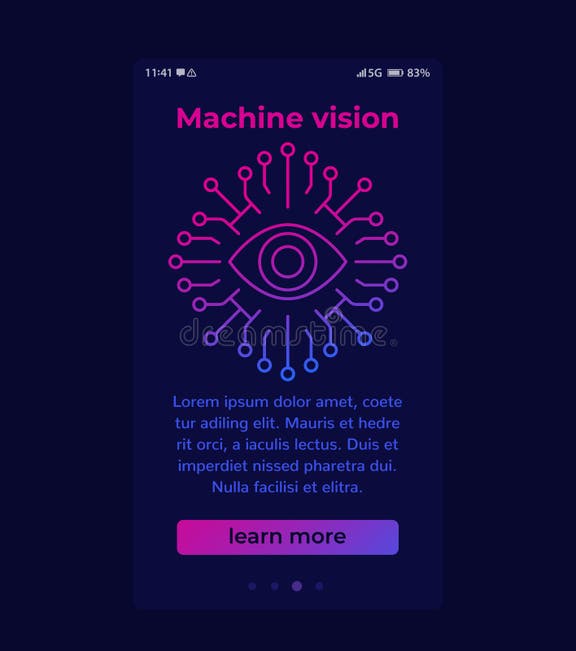 Machine Vision Vector Banner with Line Icon Stock Vector - Illustration ...