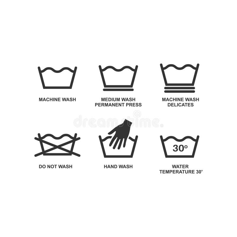 Machine Washing Symbols Guide. Vector Isons Set Stock Vector ...