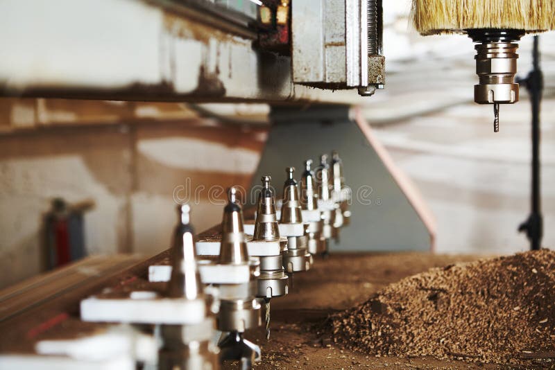 Machine Working Cnc, Woodworking Tool, Computer Numerical Control. Stock Photo - Image of ...