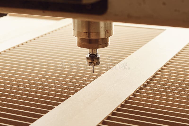 Cnc Machine Working, Cutting Wood. Woodwork Industry Stock Photo ...