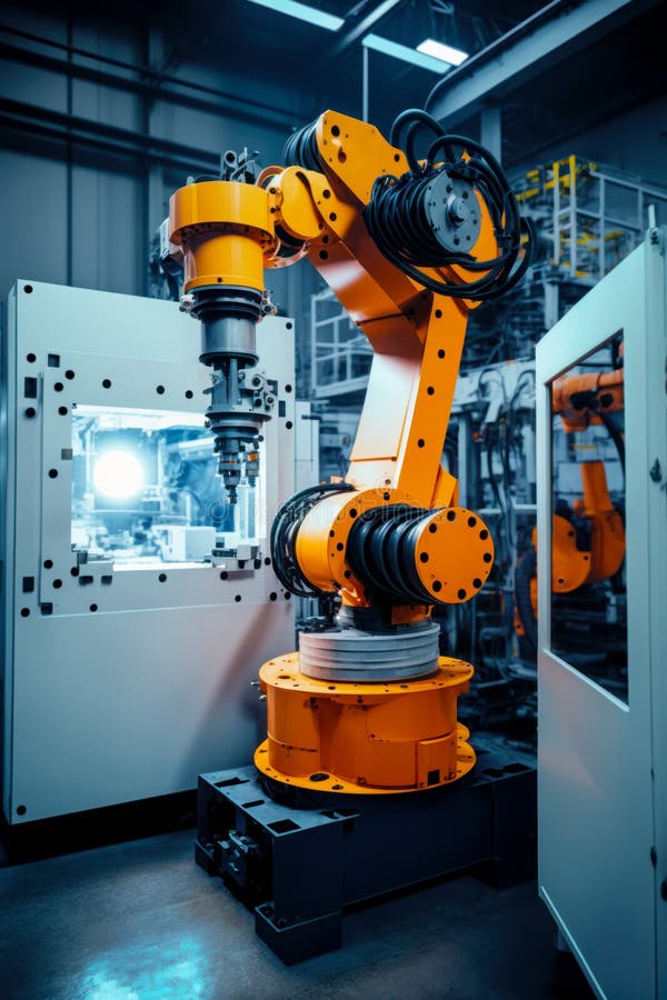 Machine that is Working on Piece of Machinery in Factory or Factory ...