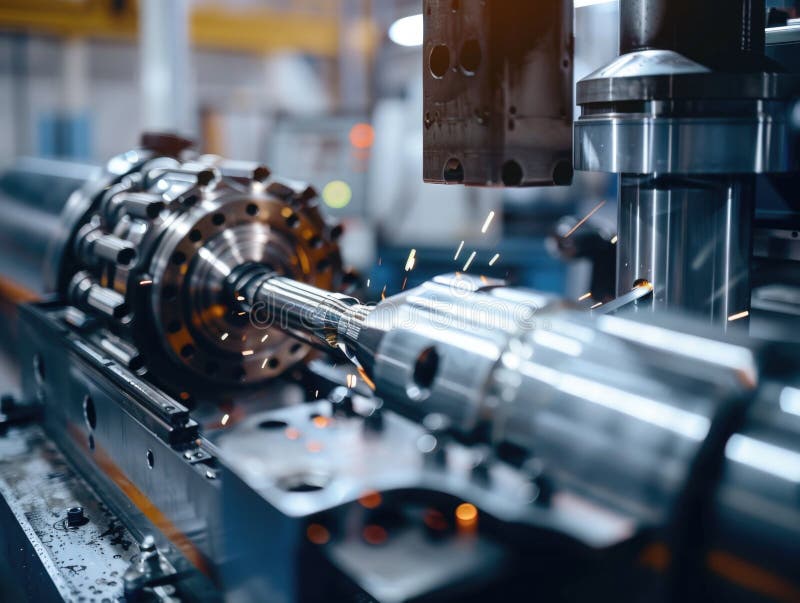 Machine working on metal stock image. Image of fabrication - 374318477