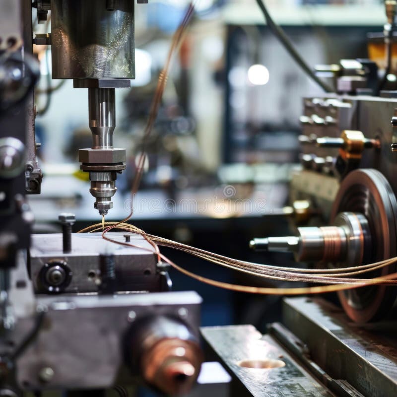 A Machine Working on a Piece of Metal, Focus on the Mechanical Process ...
