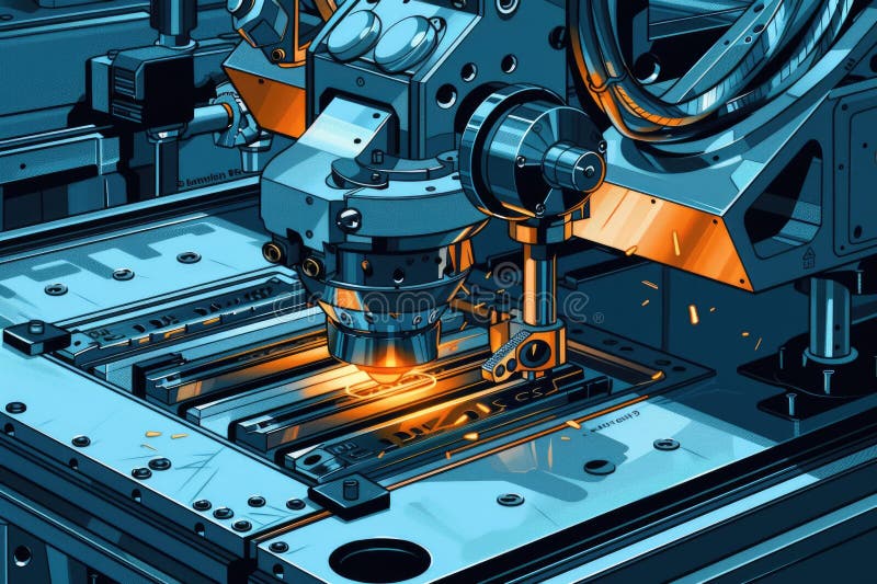 A Machine Working on a Piece of Metal. Ideal for Industrial Concepts ...