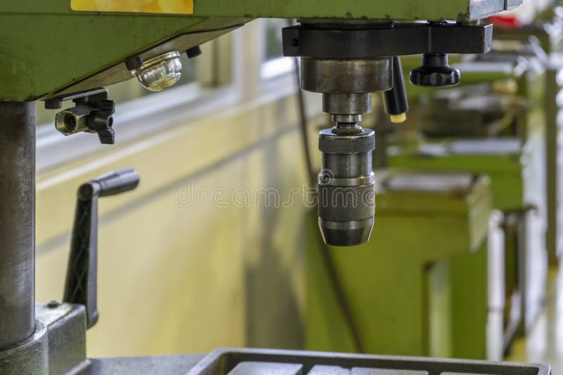 Machine Workshop with Drilling Machine and Stock Image - Image of ...