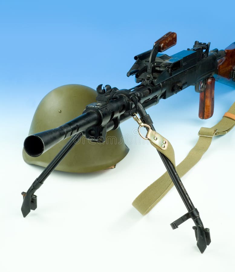 Machinegeweer stock afbeelding. Image of leger, brand - 19805765