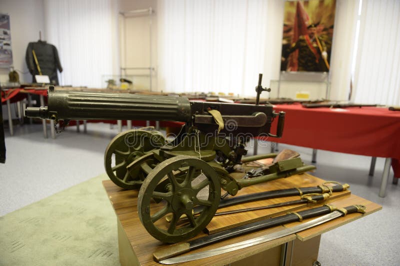 Oude Machine Gun Maxim Gun Eerste Wereldoorlog Machinegeweer ...