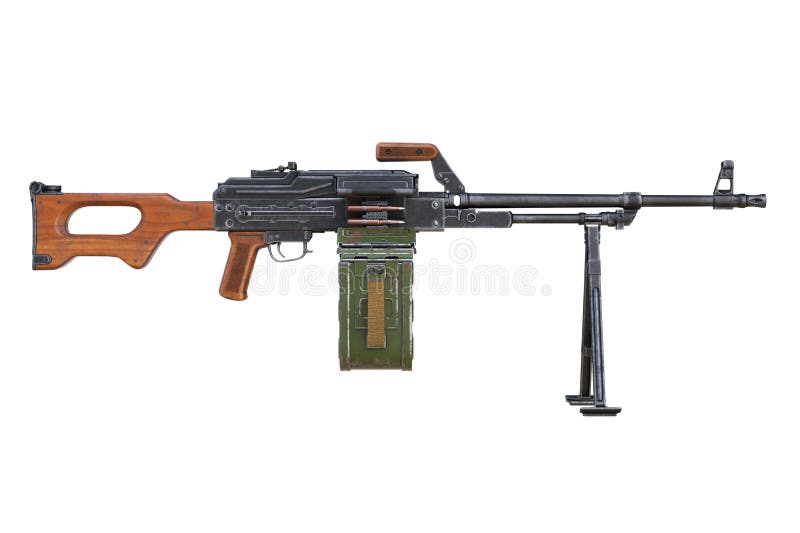 Machinegun Automatic, Side View Stock Illustration - Illustration of ...