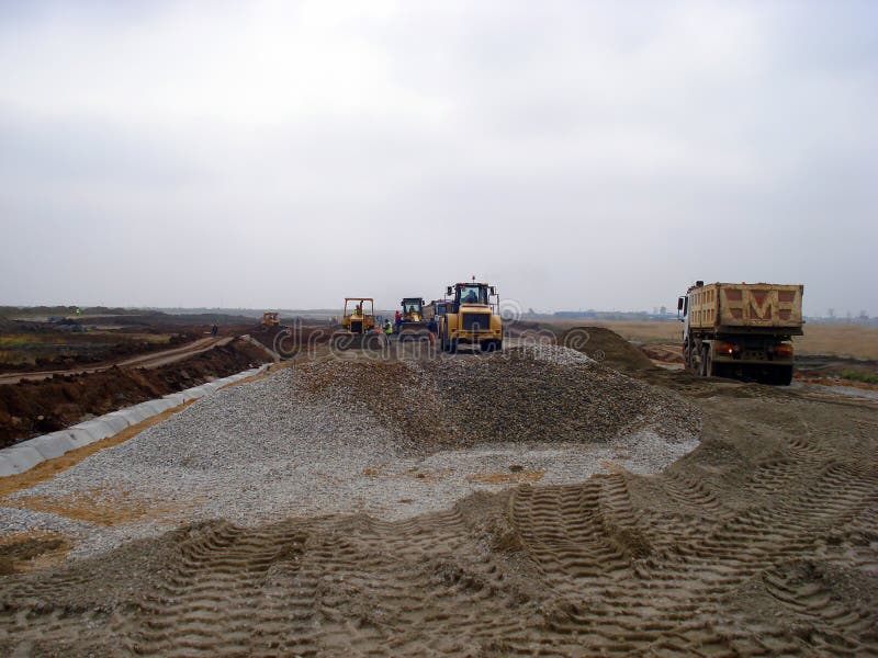 Machinery on Construction Site Stock Image - Image of loader ...