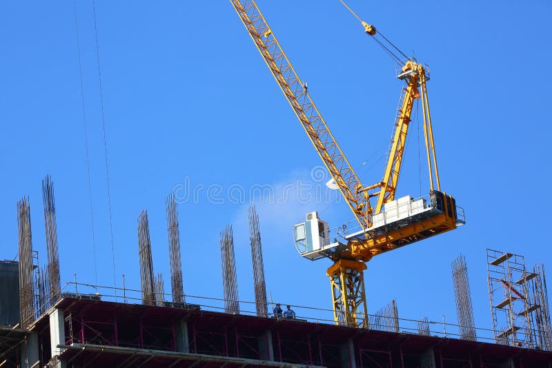 Machinery Crane Working in Construction Site Building Stock Image ...