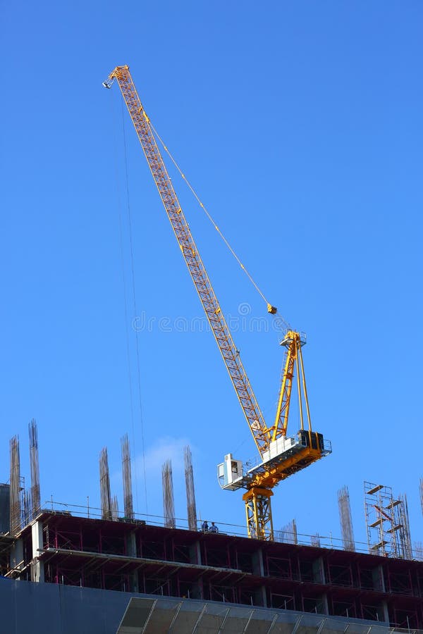 Machinery Crane Working in Construction Site Stock Image - Image of ...