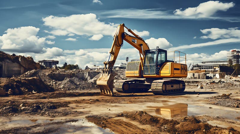 Machinery and Equipment on the Construction Site Stock Illustration ...
