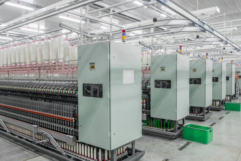 Spools of Thread at a Textile Factory Stock Photo - Image of silk, line ...