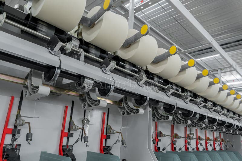 Spools of Thread at a Textile Factory Stock Photo - Image of fabric ...