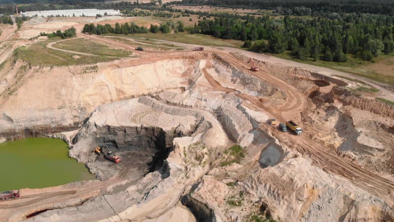 Machinery Excavators are Digging Clay Quarry. Sand Extraction at Quarry ...