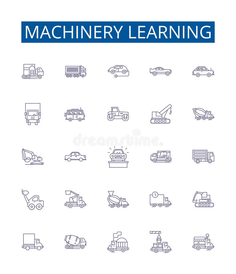 Machinery Learning Line Icons Signs Set Design Collection Of Machine Learning Artificial