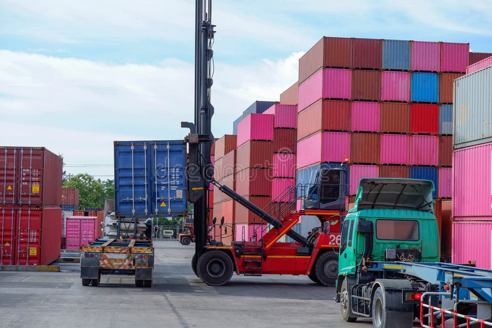 Machinery for Lifting Containers in Storage Yards Editorial Photo ...