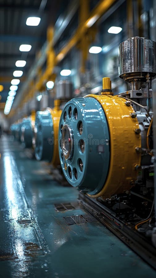 Machinery Lineup in Modern Industrial Space Stock Illustration ...